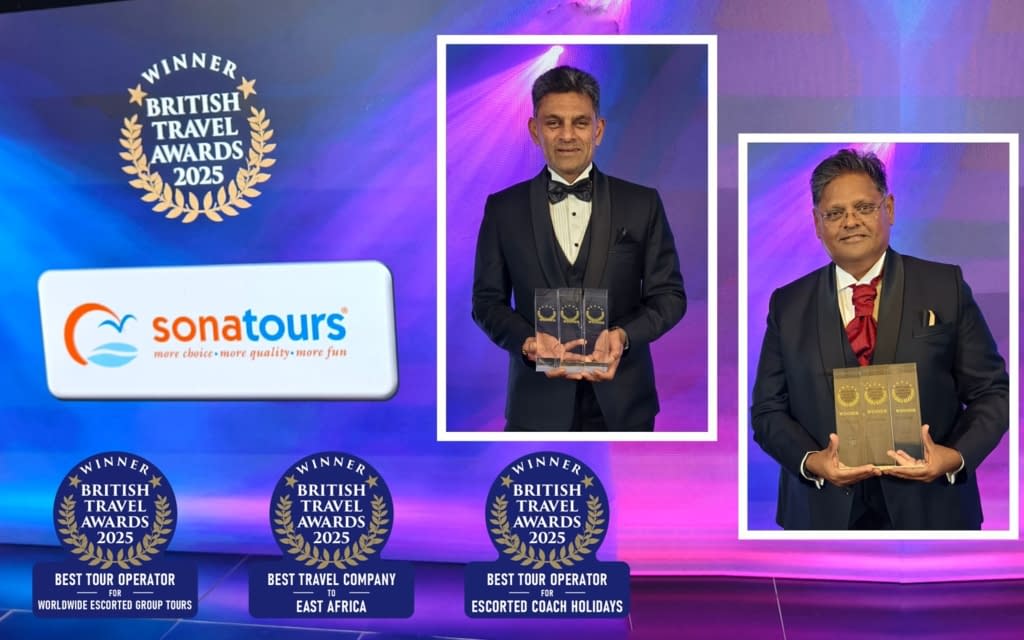 Sona Tours wins three top honours at the 2025 British Travel Awards