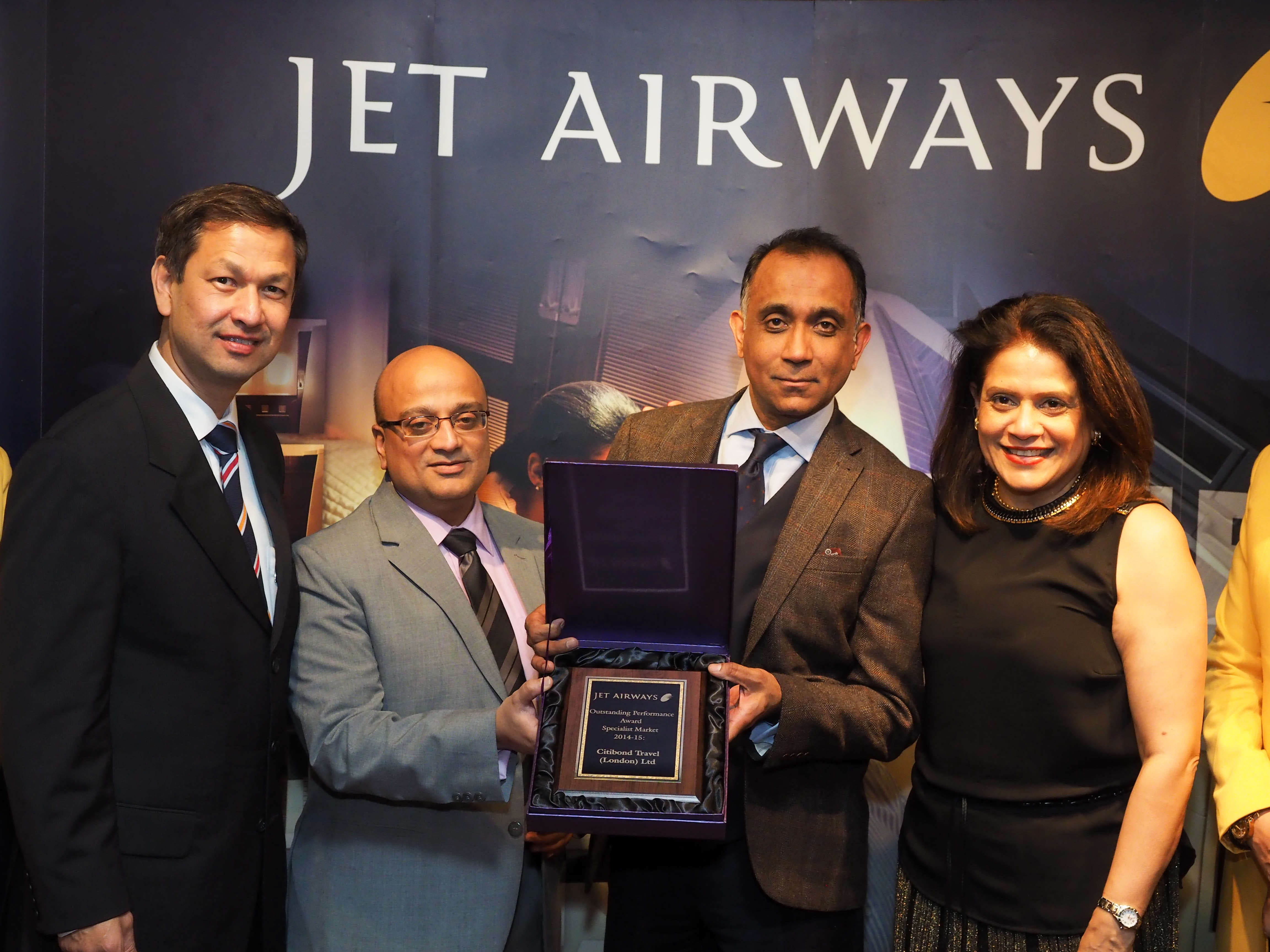 Citibond Travel presented with recognition by Jet airways...